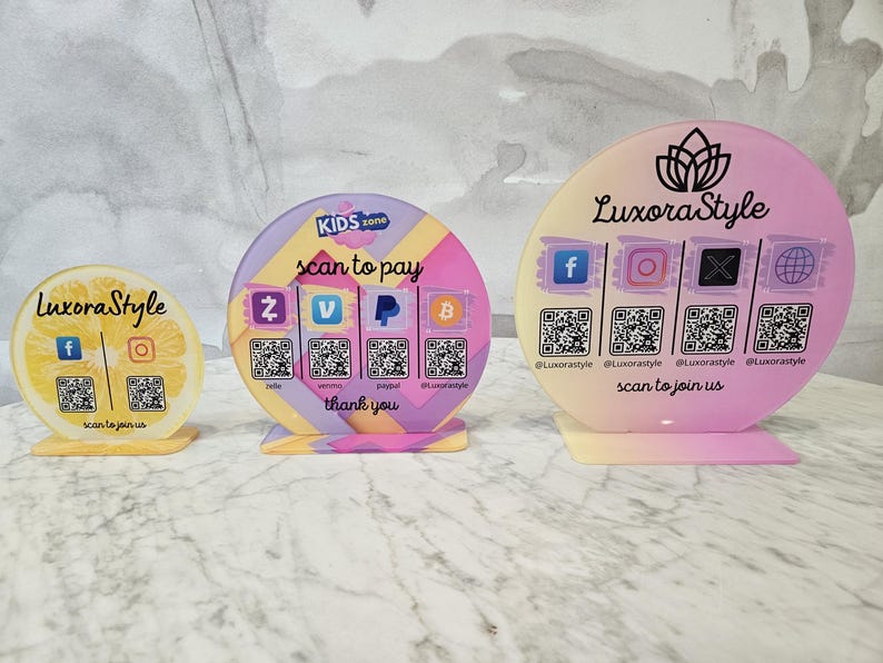 Custom QR Code Business Sign: Logo Display, Social Media, Payments - Etsy