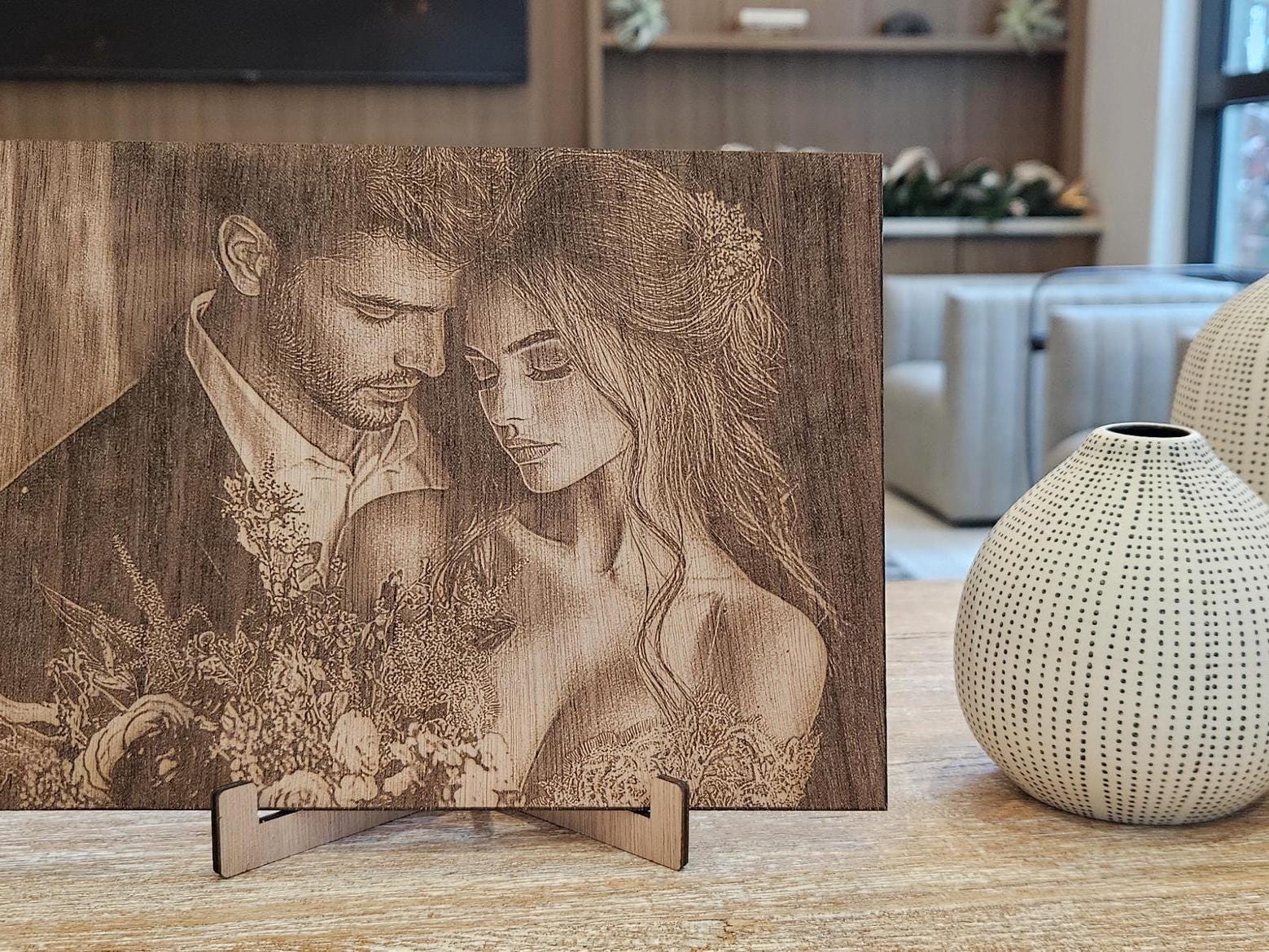 Personalized Wooden Photo Engraving – Custom Laser Engraved Portrait ...
