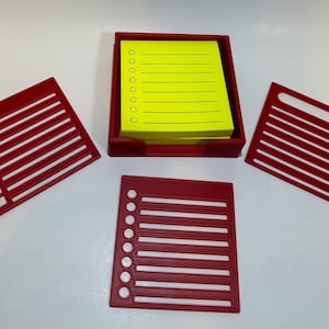 3D Printed Sticky Note Holder With Reusable Checklist Stencils | Desk ...