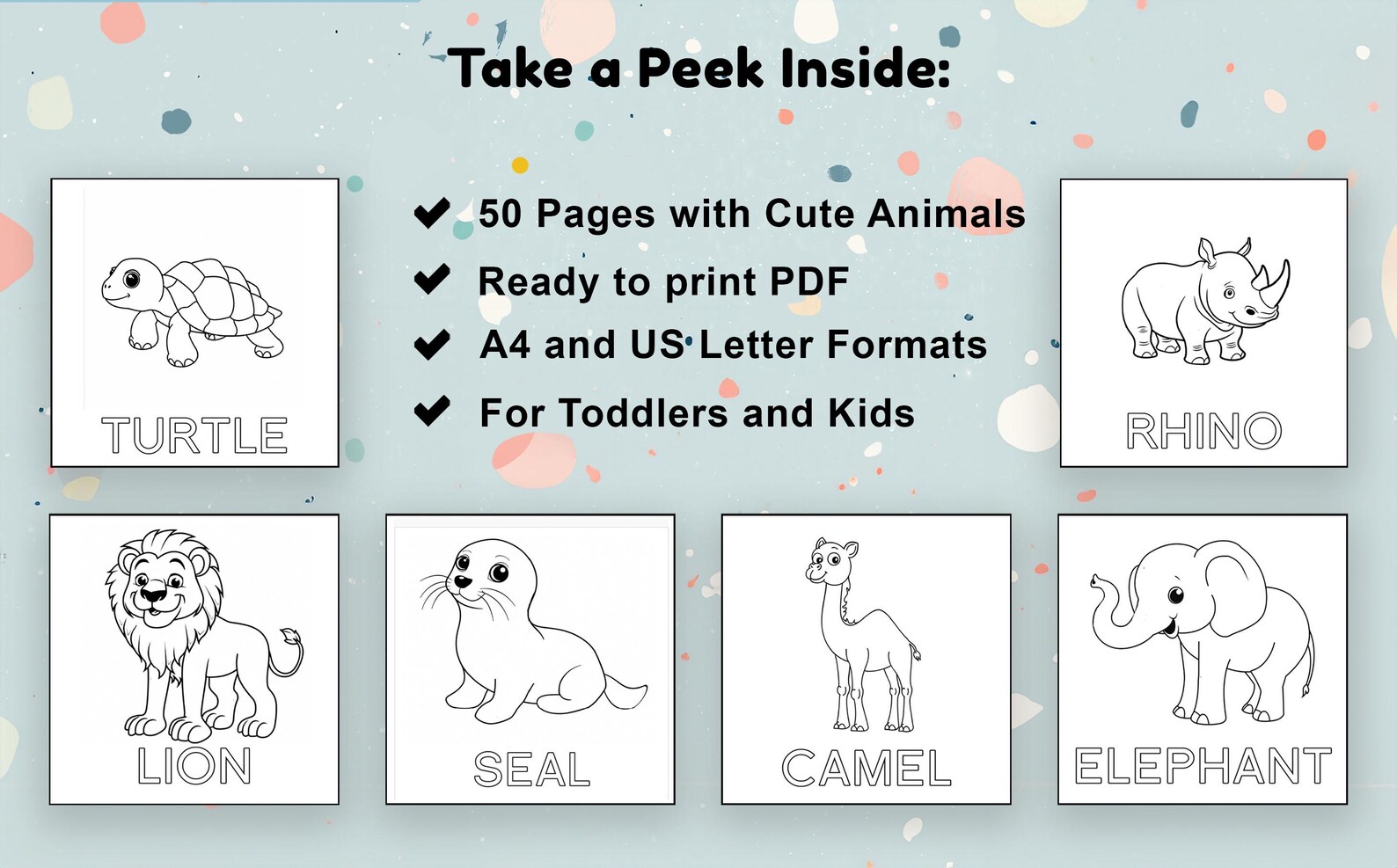 Simple Animal Coloring Pages | Bold and Easy | for Toddlers and Kids ...