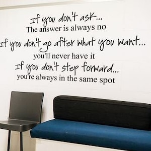Motivational Decal If You Dont Ask, the Answer is Always No, Wall Quote ...