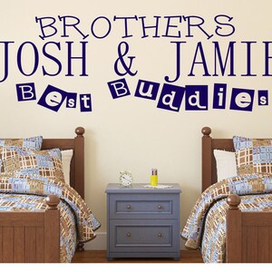 Brothers Decal Best Buddies Wall Quote Custom Names Boys Room Decor ...