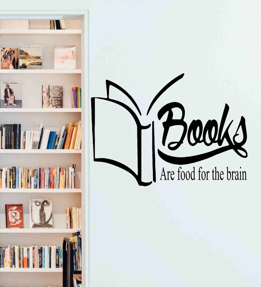 Book Wall Decal Books Are Food for the Brain Library Wall Quote Letters ...