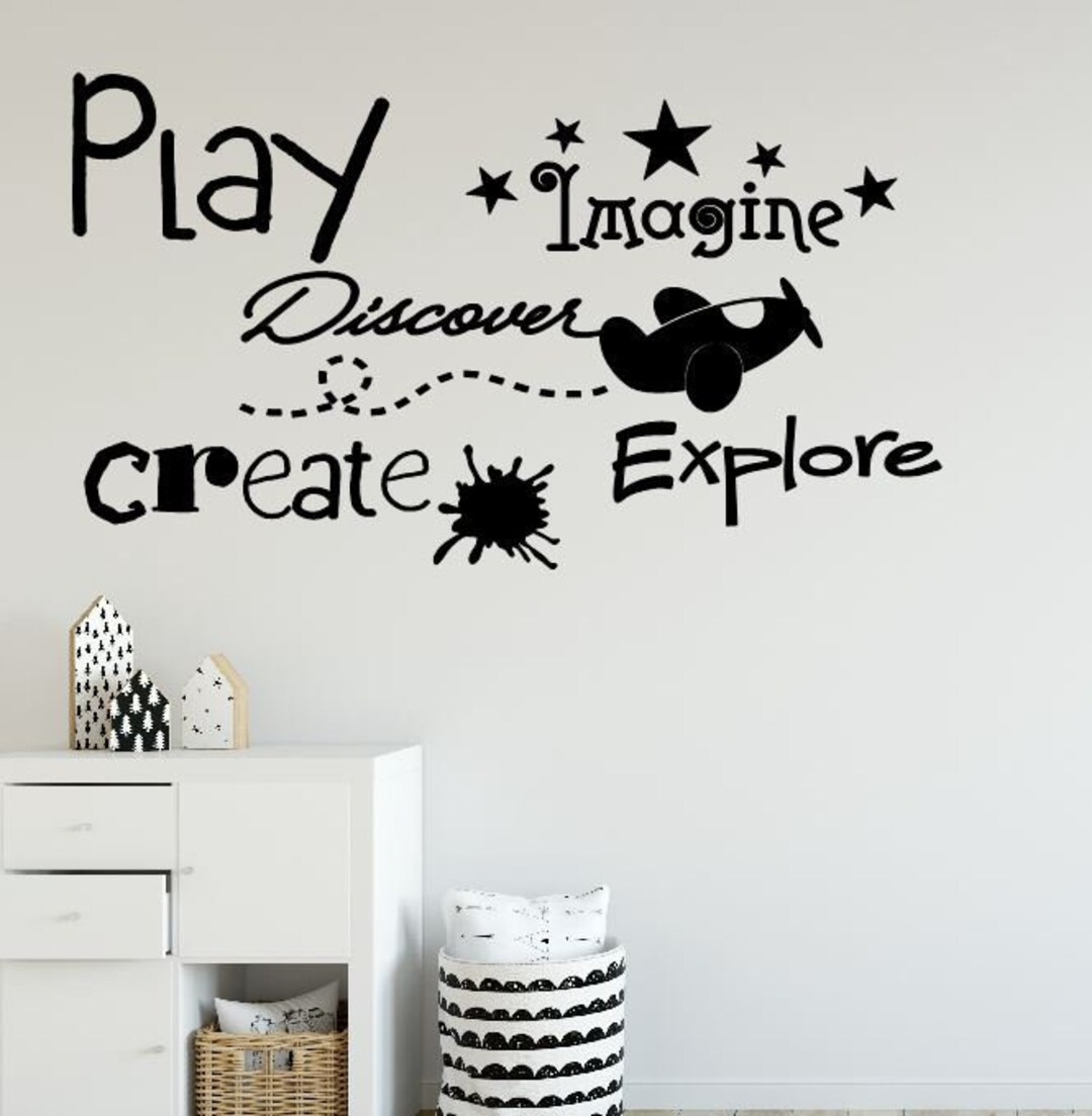 Playroom Decal Imagine Discover Explore Classroom Wall Decal Playroom ...