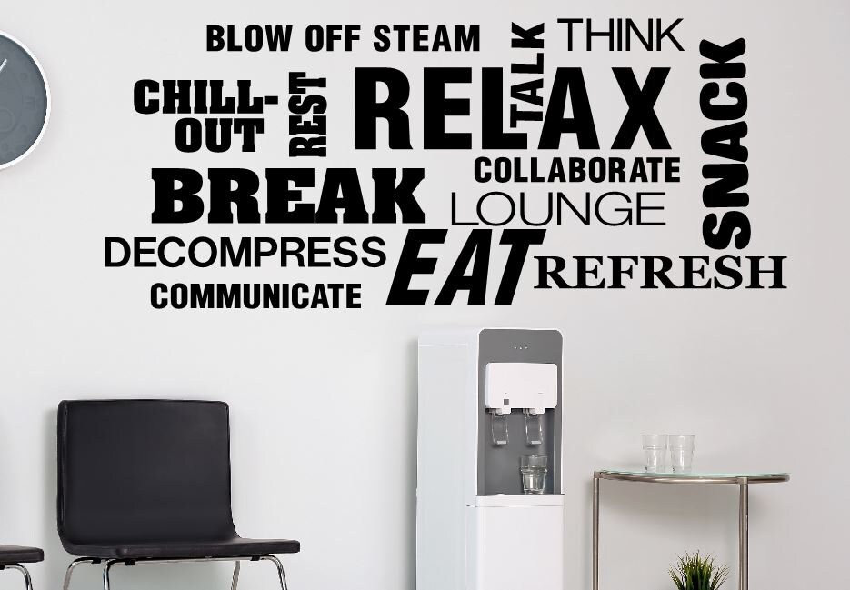 Break Room Vinyl Decal Creative Idea Relax Vinyl Wall Lettering Inspire ...