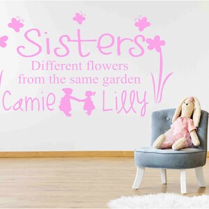 Personalized Sister Wall Decal Girls Bedroom Sisters Custom Names Vinyl ...
