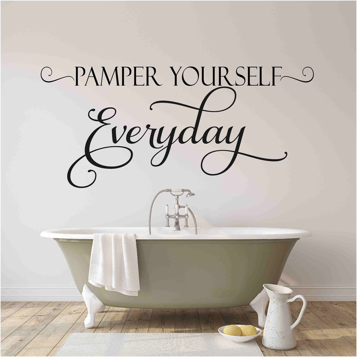 Pamper Yourself Everyday Bathroom Wall Decal Quote Spa Beauty Salon ...