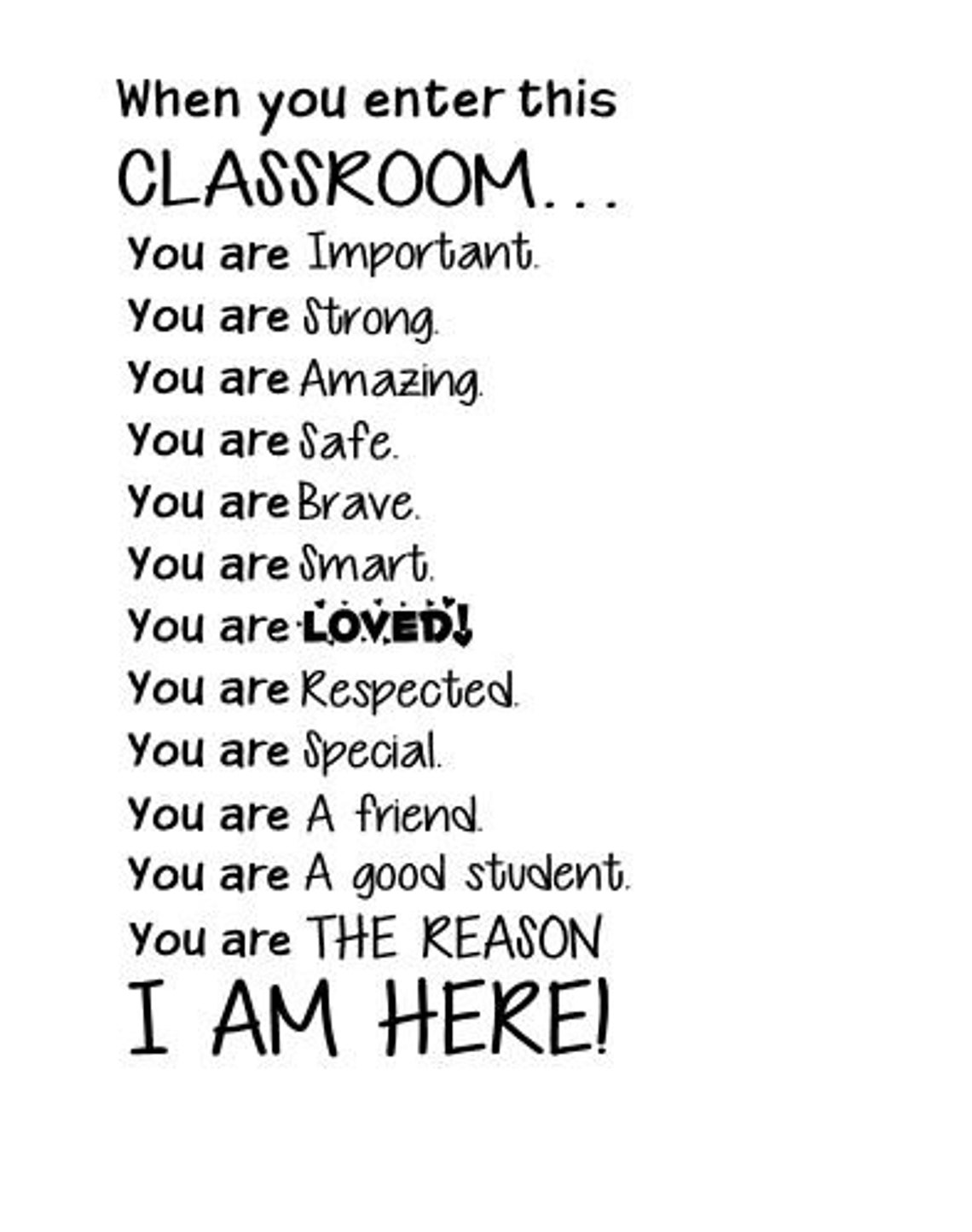 When You Enter This Classroom Wall Quote Teacher Words for | Etsy