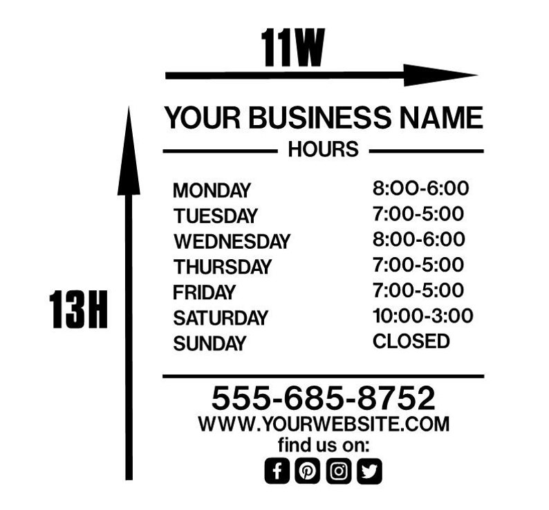Store Hours Vinyl Decal Business Decal Office for Window - Etsy