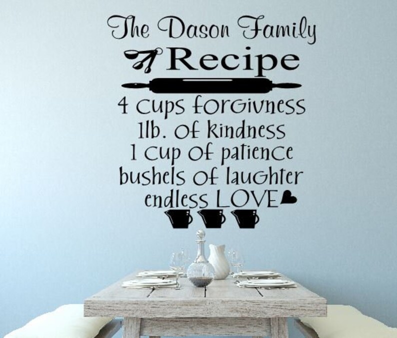 Kitchen Decal Personalized Custom Family Name Family Recipe Vinyl Wall ...