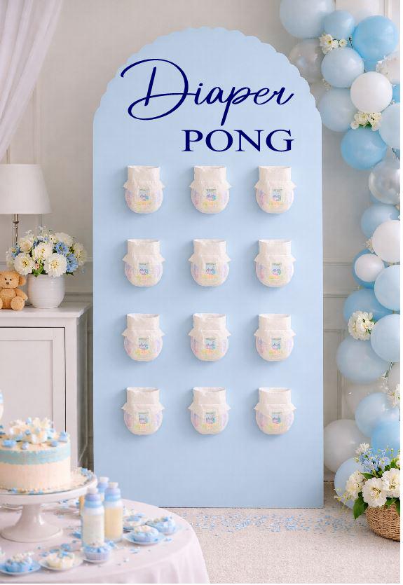 Diaper Pong Vinyl Decal Baby Shower Game Backdrop Display for Diaper ...