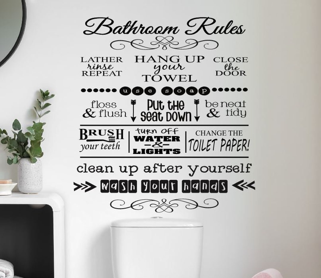 Bathroom Wall Decal Bathroom Rules Vinyl Wall Lettering Spa Wall ...