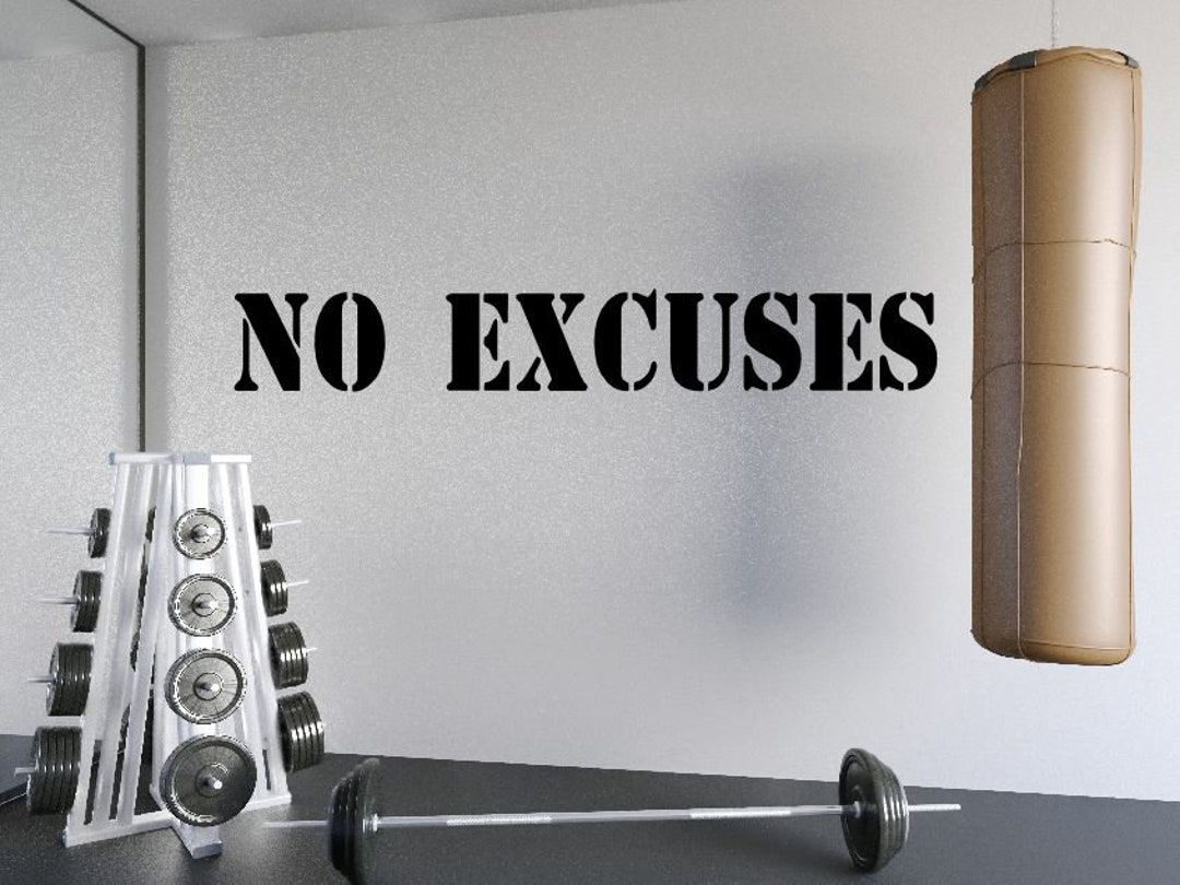 NO EXCUSES Gym Wall Decal Motivational Office Workout Vinyl Fitness ...