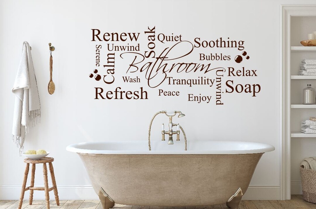 Bathroom Decal Spa Relaxation Letters for Walls Word Collage Bubble ...