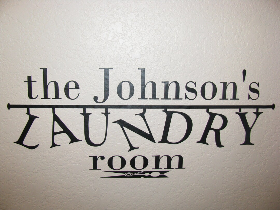 Laundry Room Family Name Personalized With Clothes Pin Wall Decal Vinyl ...