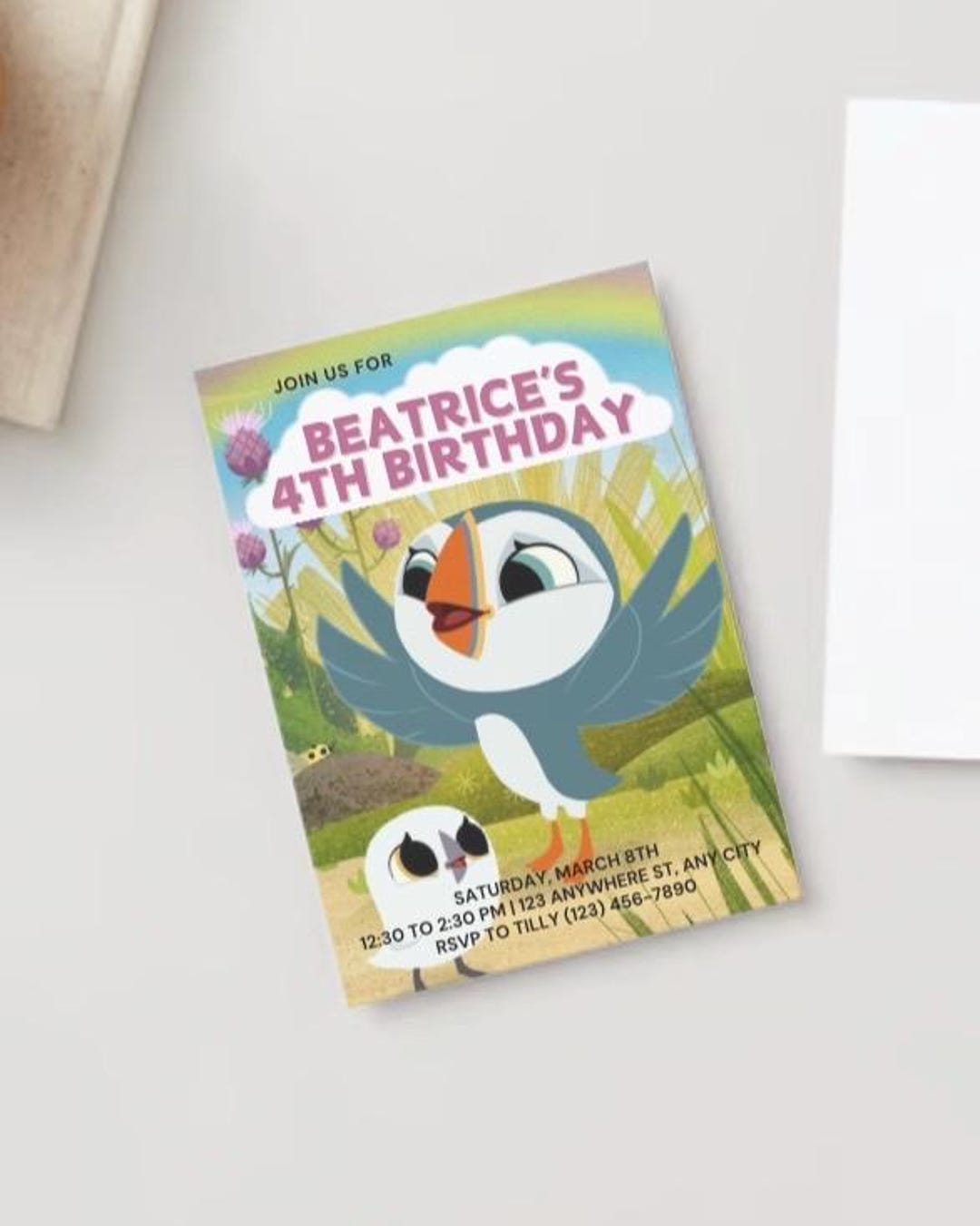 Puffin Rock Birthday Party Invitation 5 X 7 Customizable Invite Instant ...