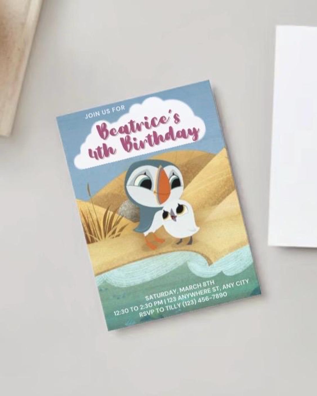 Puffin Rock Birthday Party Invitation 5 X 7 Customizable Invite Instant ...