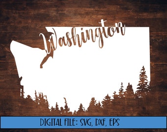 Digital File Washington State Silhouette With Tree Line - Etsy