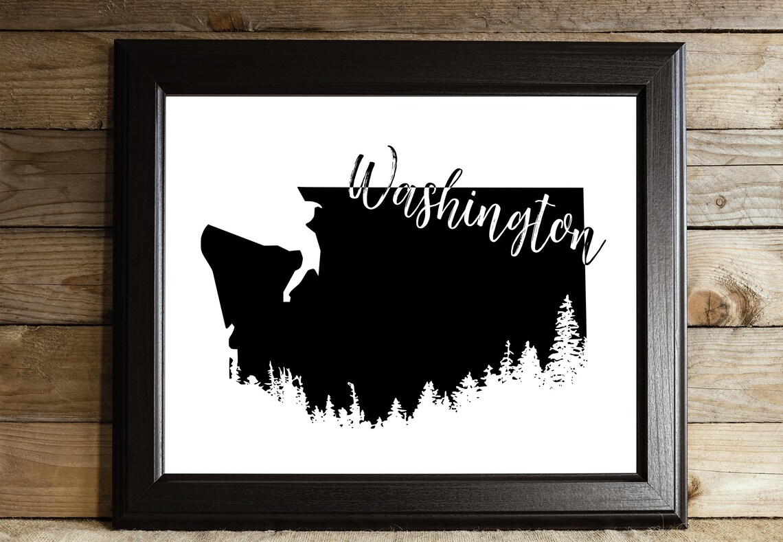 Digital File Washington State Silhouette With Tree Line - Etsy