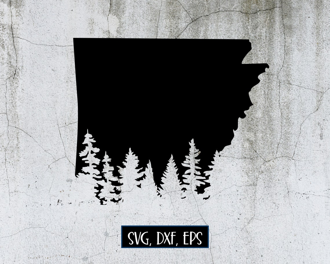 Digital File Arkansas State Silhouette With Tree Line Cut - Etsy