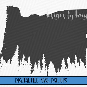 Digital File - Oregon Silhouette With Treeline - Cut File (svg, Dxf ...