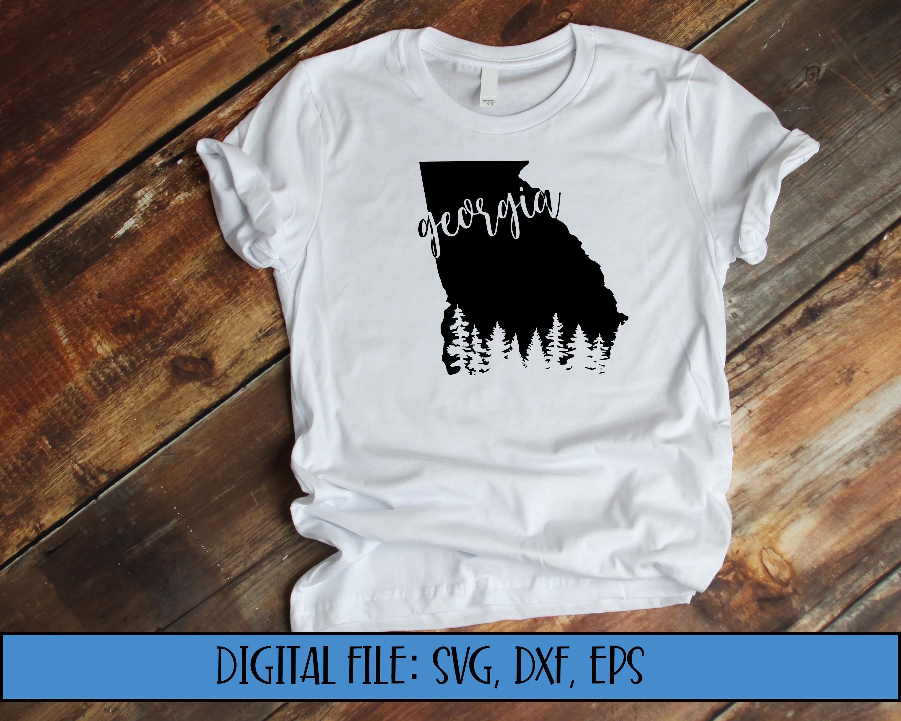 Digital File Georgia Silhouette With Tree Line Cut File | Etsy