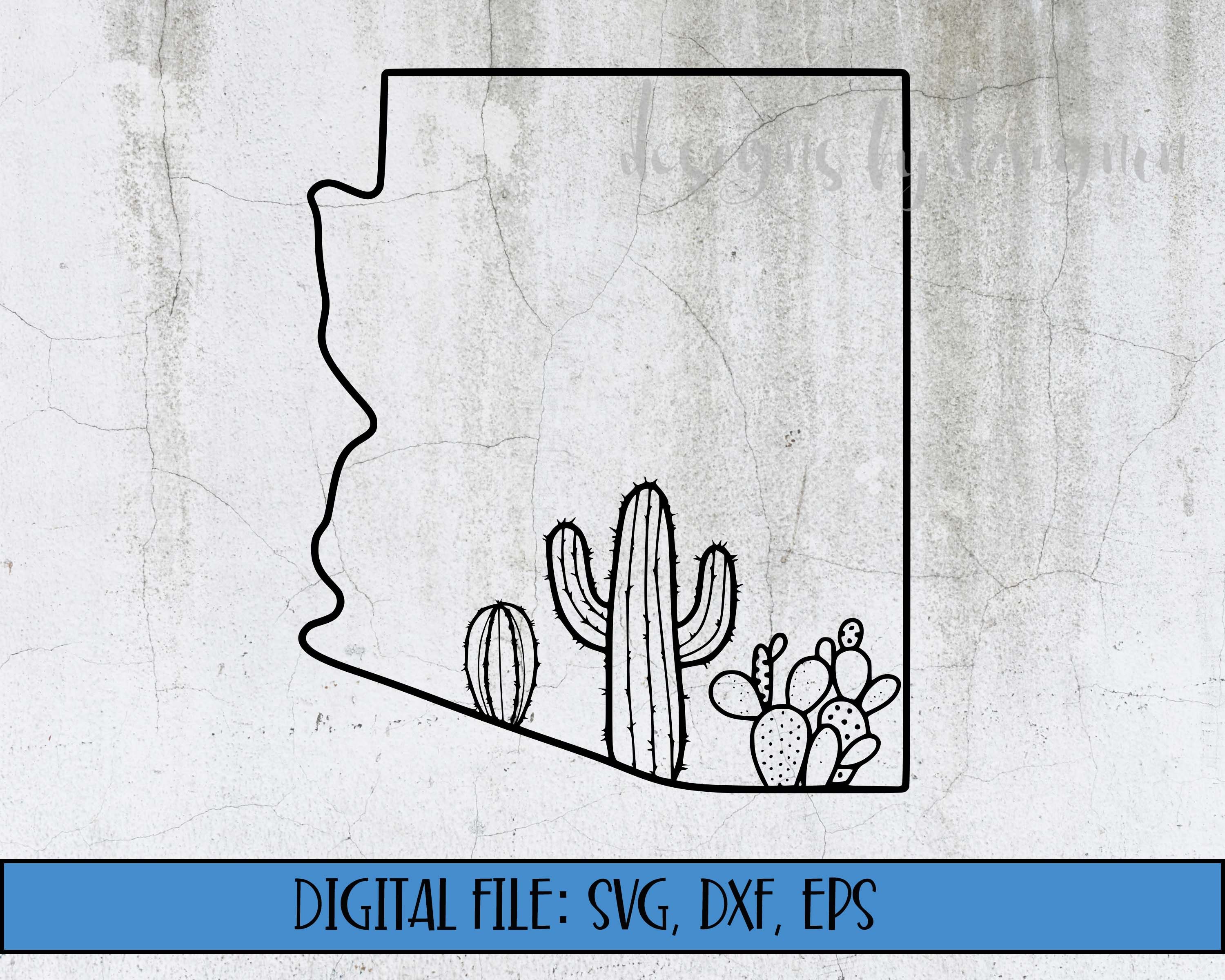 Digital File Arizona State Silhouette With Cactus Cut File - Etsy Canada