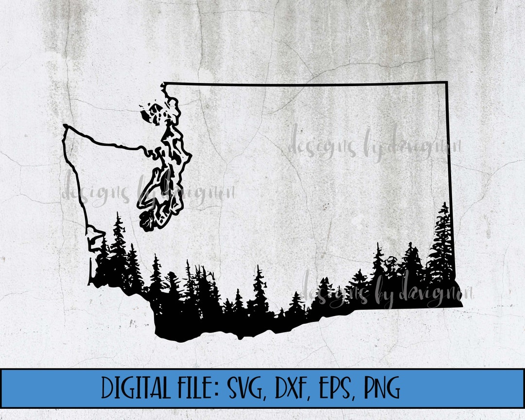 Digital File - Washington State Silhouette With Tree Line - Cut File ...