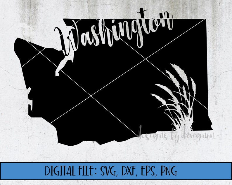 Digital File Washington State Silhouette With Wheat Cut | Etsy