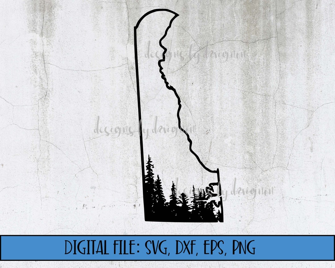 Digital File - Delaware State Silhouette With Tree Line - Cut File (svg ...