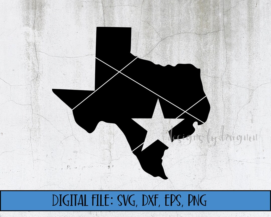 Digital Download - Texas State Silhouette With Star -cut File (svg, Dxf ...