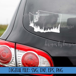 Digital File - Washington State Silhouette With Tree Line - Cut File ...