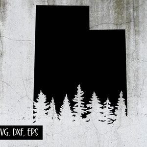 Digital File Utah State Silhouette With Tree Line Cut File svg, Dxf ...