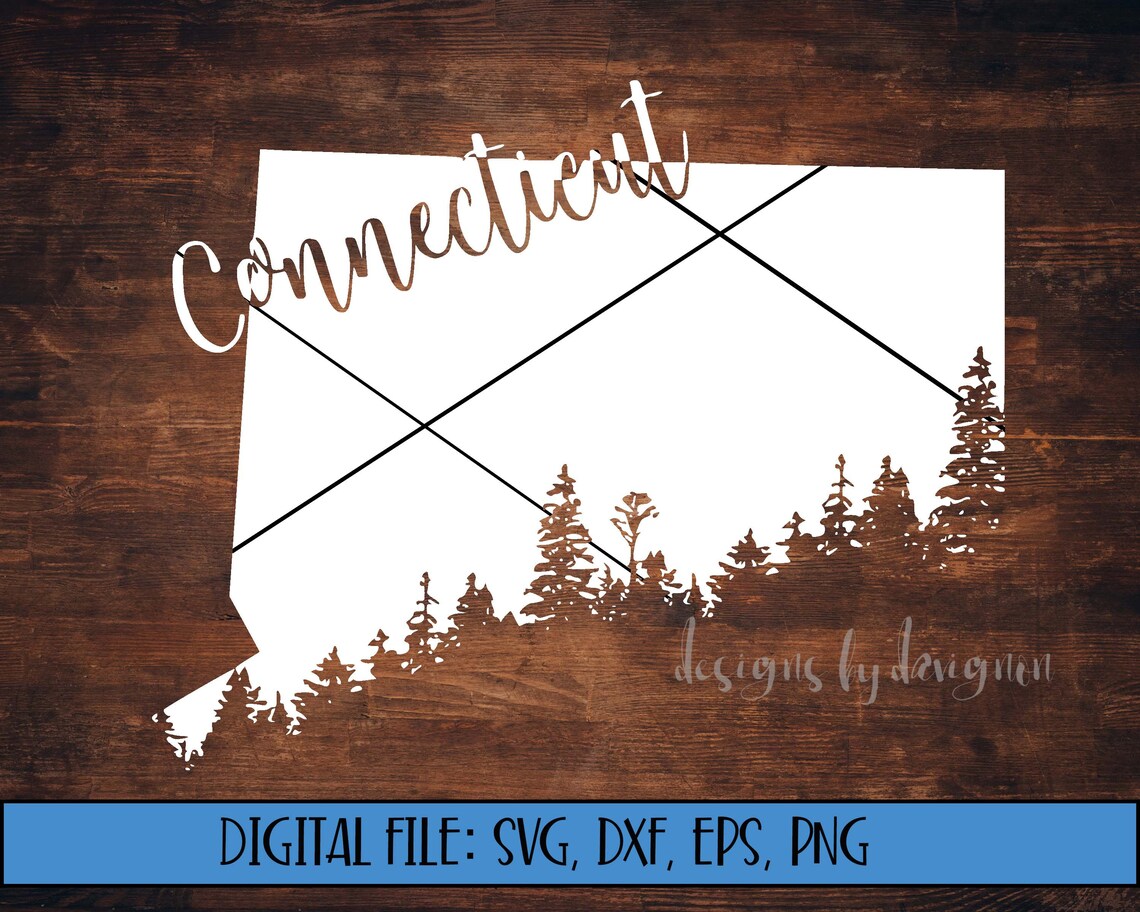Digital File connecticut State Silhouette With Tree Line Cut - Etsy