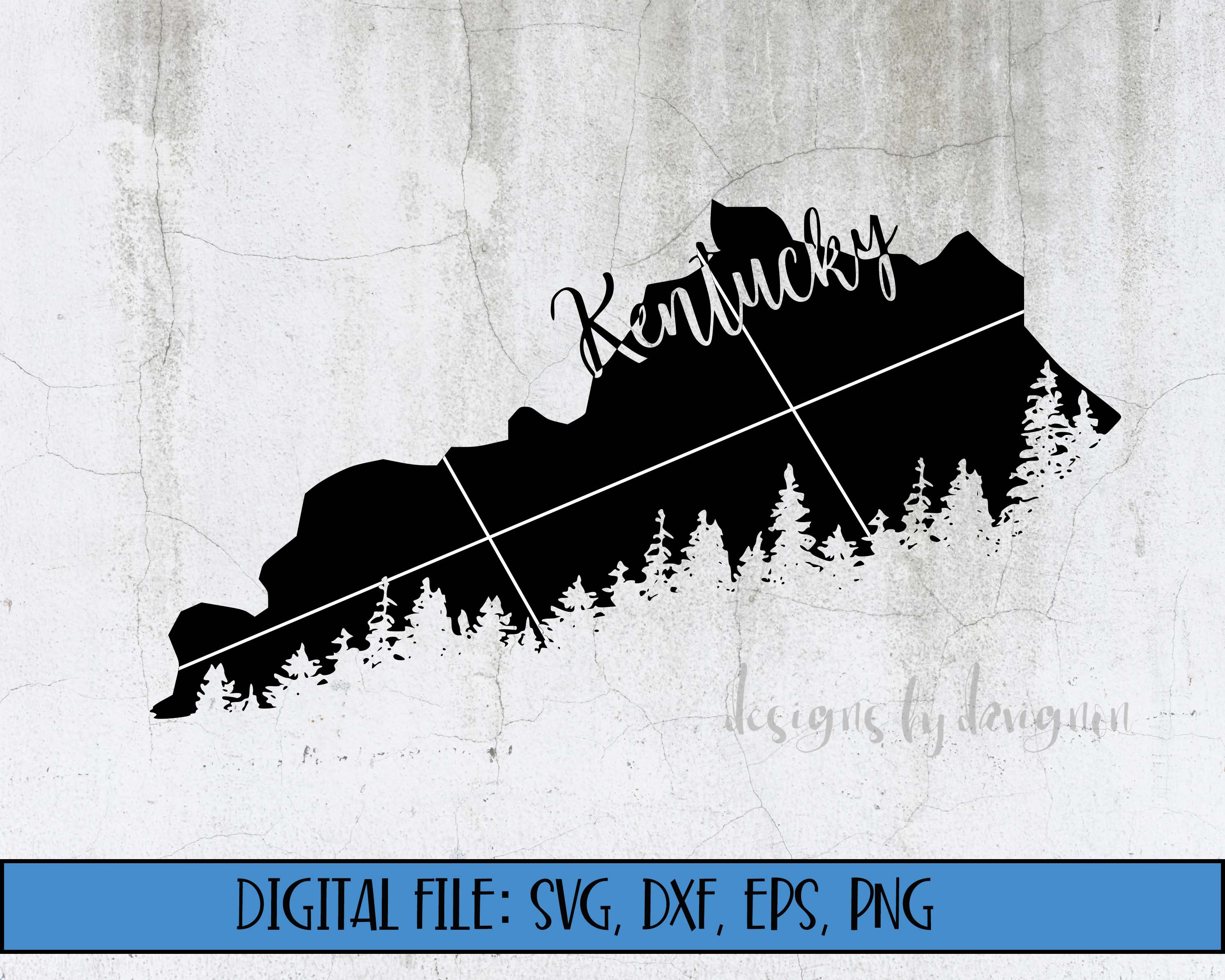 Digital File Kentucky State Silhouette With Trees cut File | Etsy