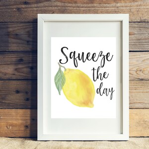 Digital File - Squeeze the Day Printable - Lemon Printable - Lemon Wall ...