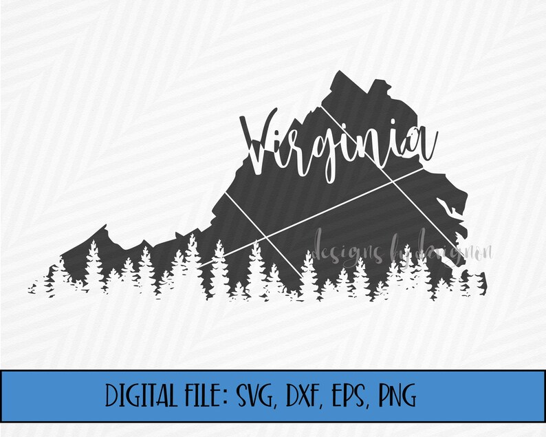 Digital File virginia State Silhouette With Tree Line Cut - Etsy