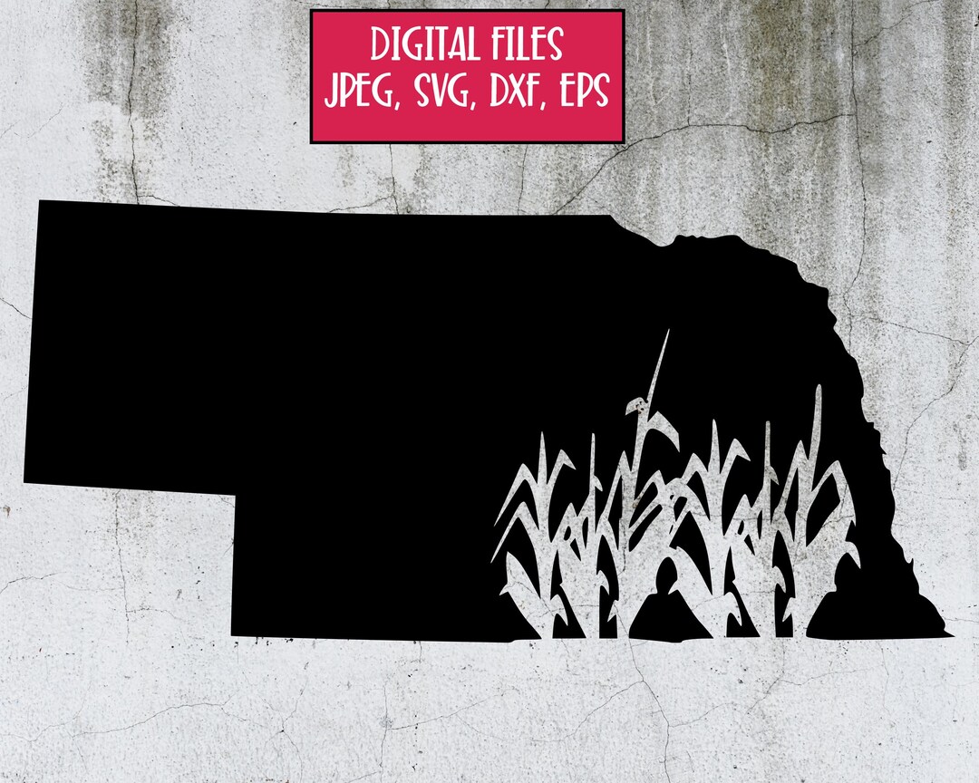 Digital File -nebraska Silhouette With Corn - Cut File (svg, Dxf, Eps ...