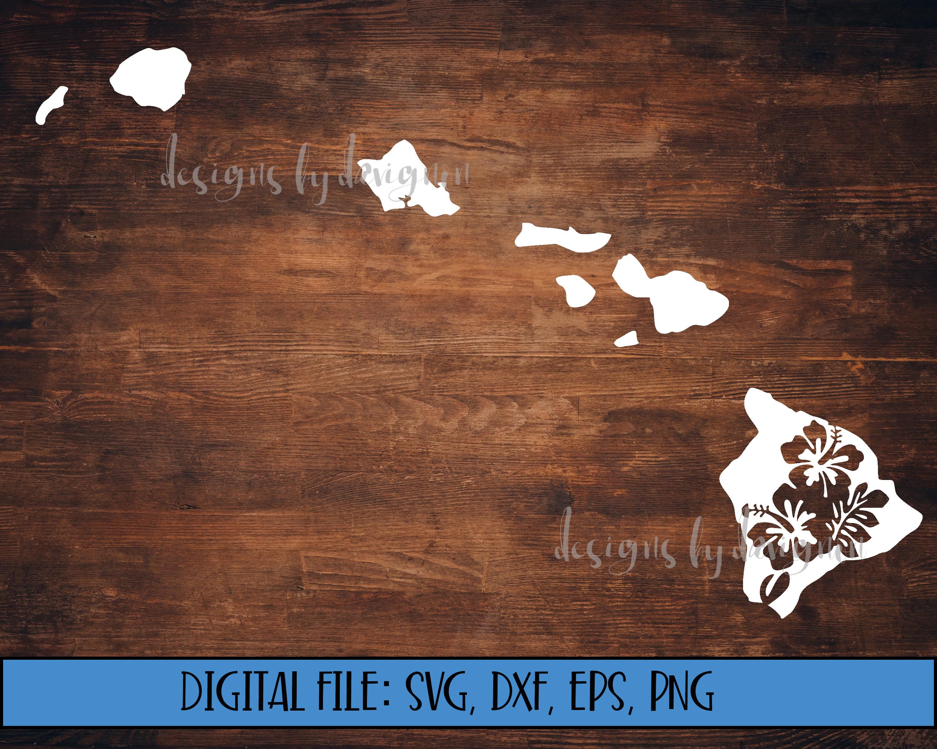 Digital File Hawaii Silhouette With Hibiscus Flower Cut | Etsy