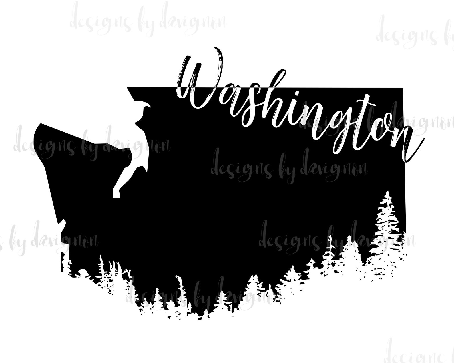 Digital File Washington State Silhouette With Tree Line - Etsy