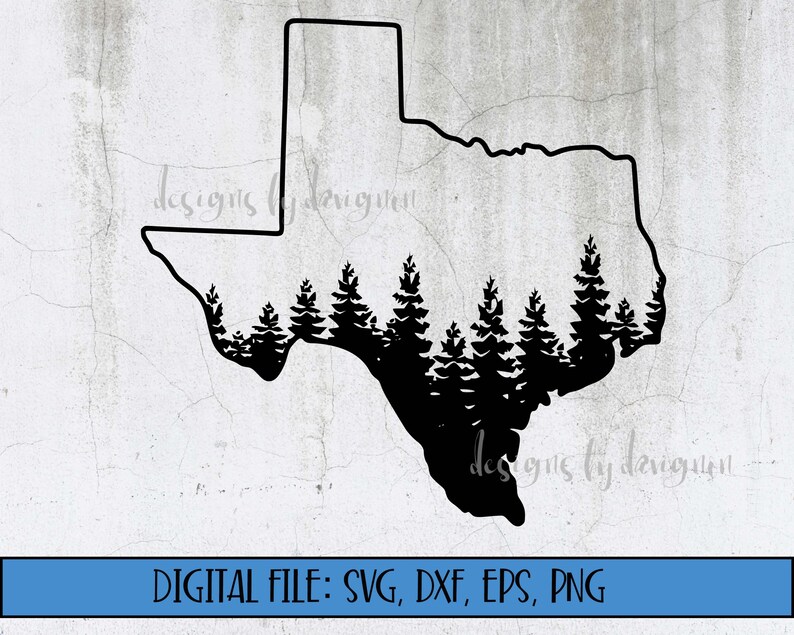 Digital Download Texas State Outline With Trees cut File - Etsy