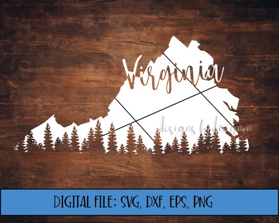 Digital File virginia State Silhouette With Tree Line Cut - Etsy