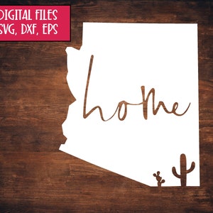 Digital File - Arizona State Outline With Home - Cut File (svg, Dxf ...