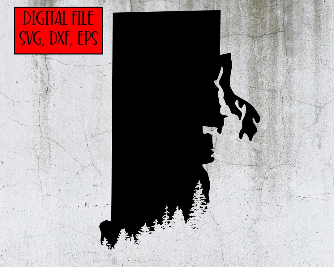 Digital File - Rhode Island State Silhouette With Tree Line - Cut File ...