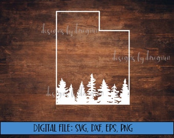 Digital File Utah State Silhouette With Tree Line Cut File - Etsy
