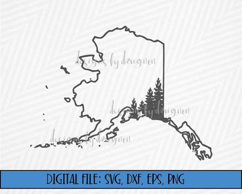 Digital File Alaska State Outline With Tree Line Cut File - Etsy