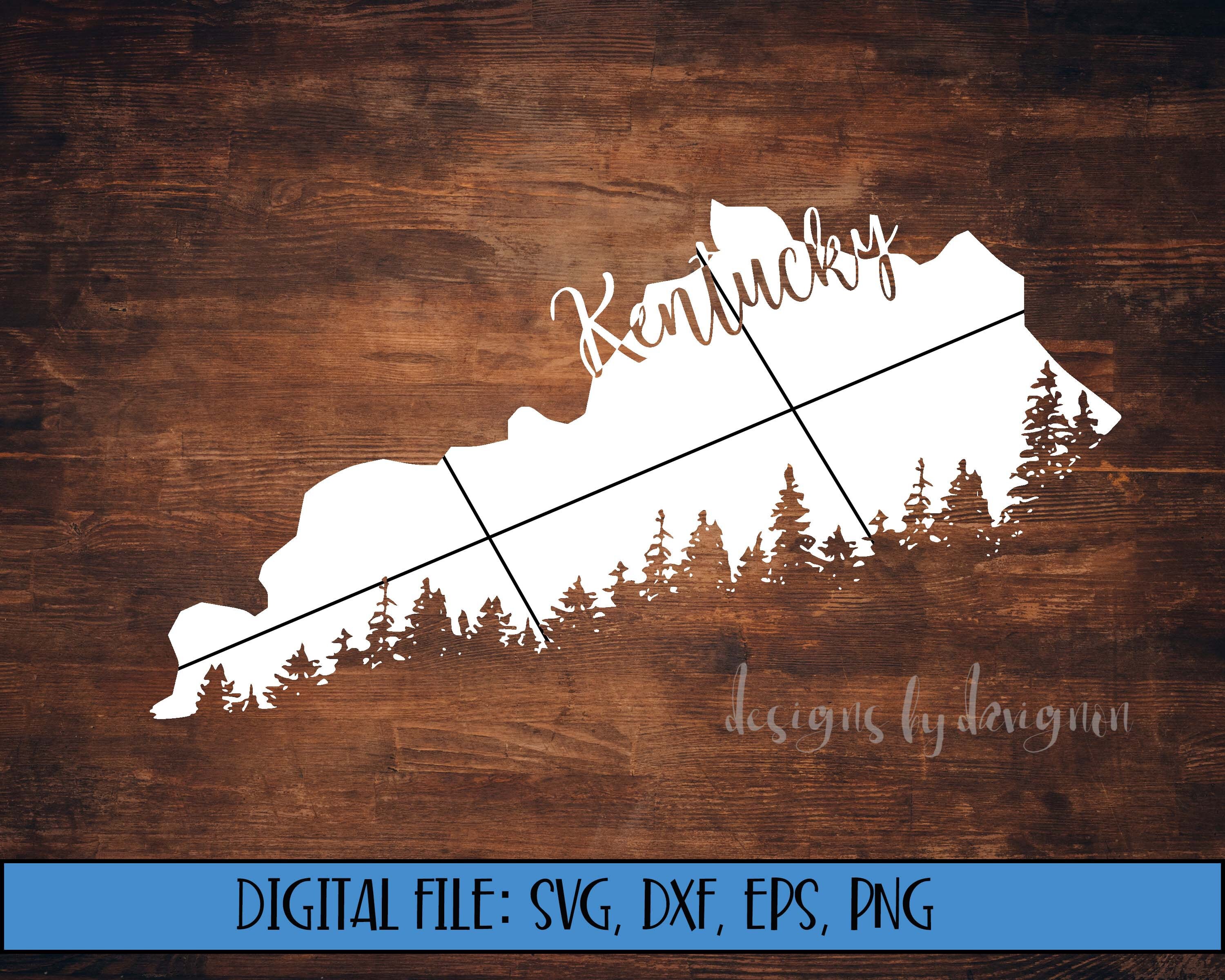 Digital File Kentucky State Silhouette With Trees cut File | Etsy