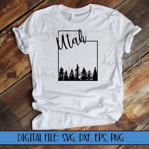 Digital File - Utah State Silhouette With Tree Line -cut File (svg, Dxf ...