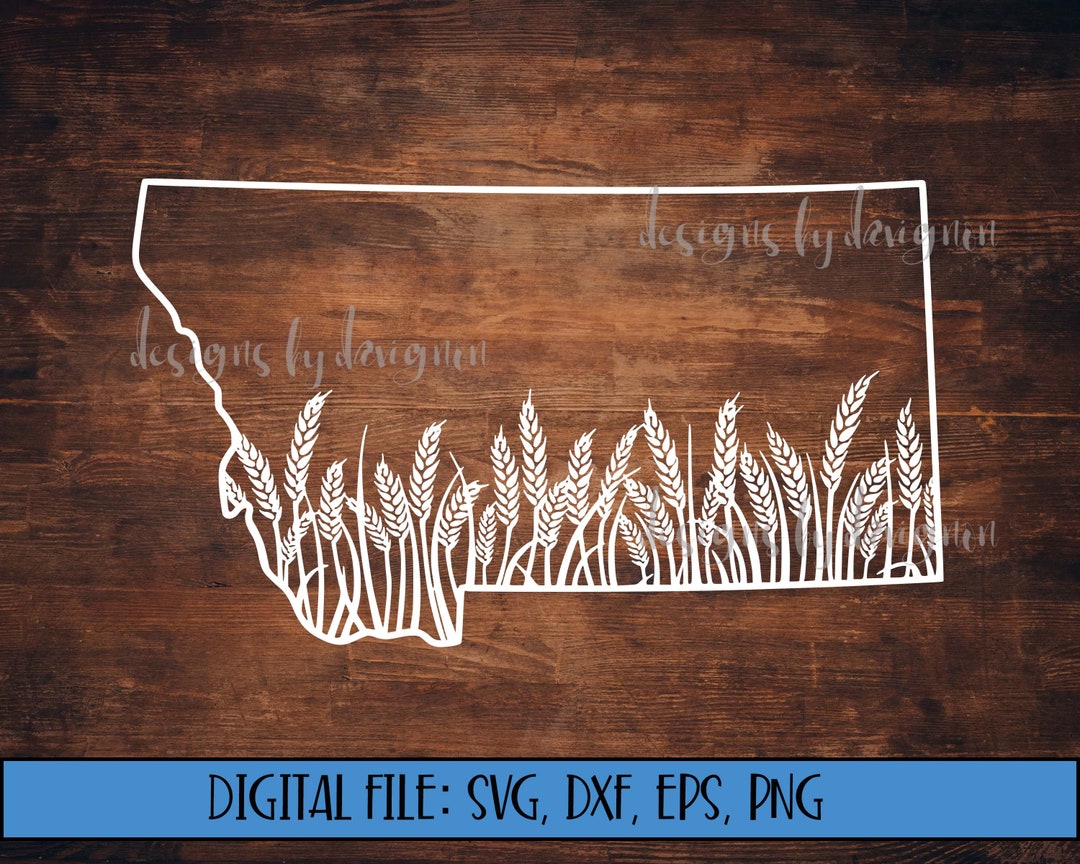 Digital File- Montana State Outline With Wheat Field -cut File (svg ...