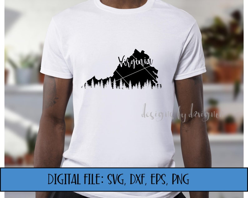 Digital File virginia State Silhouette With Tree Line Cut - Etsy